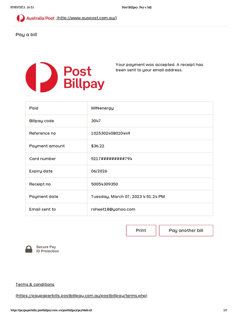 Post Billpay - Pay A Bill Water | PDF