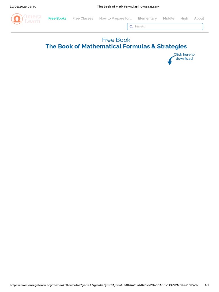 The Book of Math Formulas - OmegaLearn | PDF