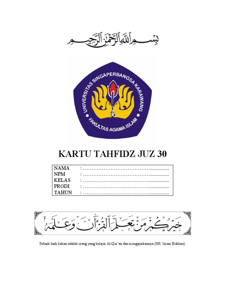 Kartu Tahfidz Juz 30 dan Hafalan | PDF