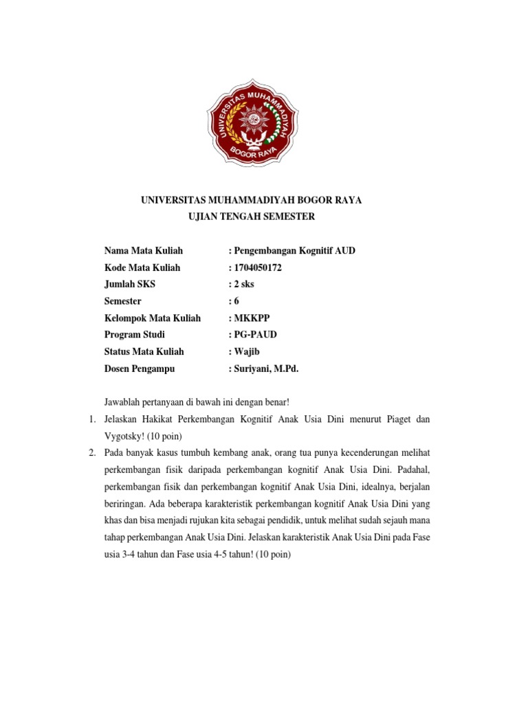 Soal Uts MK Kognitif | PDF