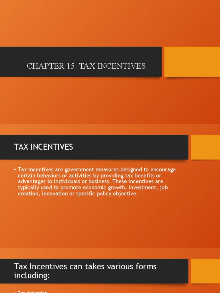 Chapter 15 Taxincentives Group3 | PDF | Taxes | Tax Deduction