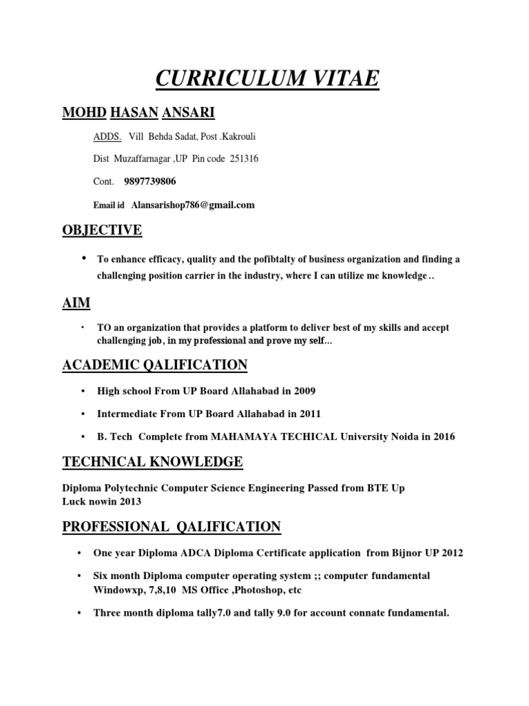 HASAN BTCH CV | PDF