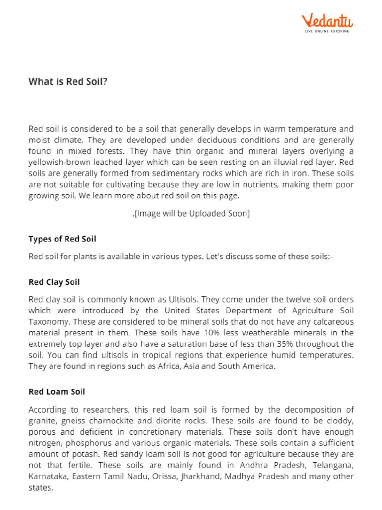 Red Soil - Types, Characteristics, Advantages and FAQs | PDF