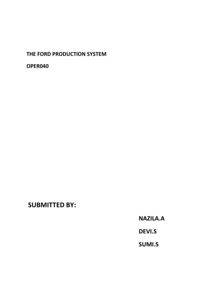 The Ford Production System | PDF | Lean Manufacturing | Operations ...