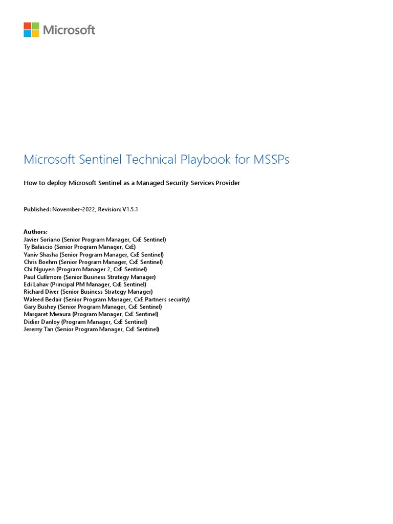 Microsoft Sentinel Technical Playbook For MSSPs | PDF