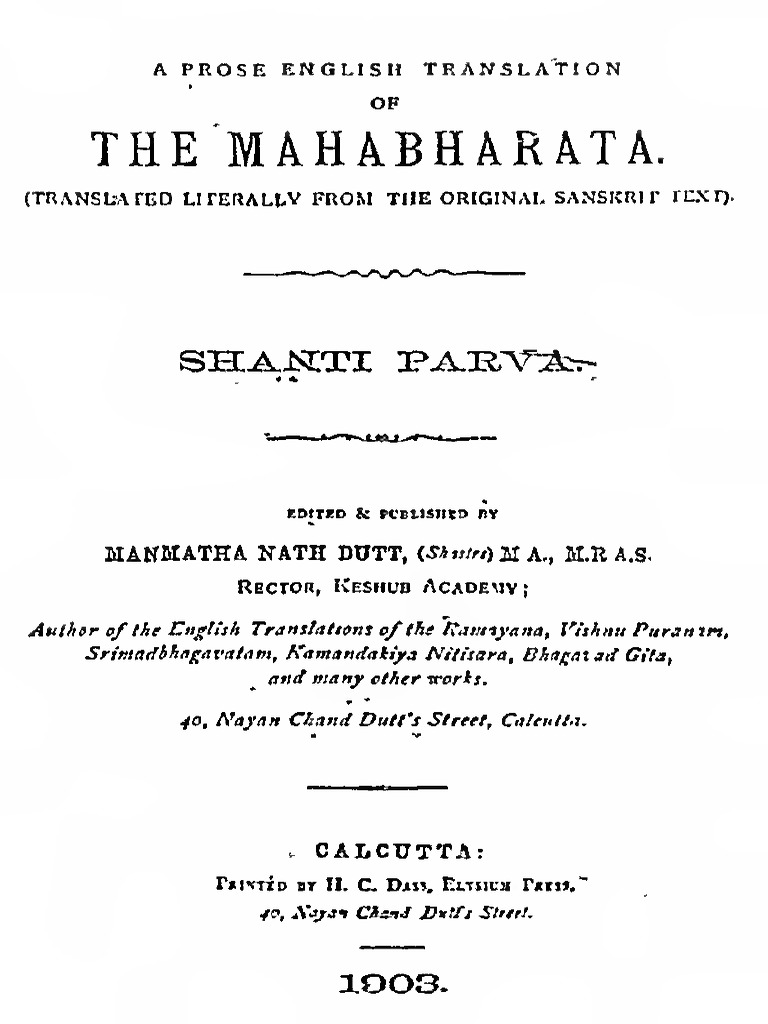 .the Mahabharata Shanti Parva Text | PDF | Indian Religions | Religious ...