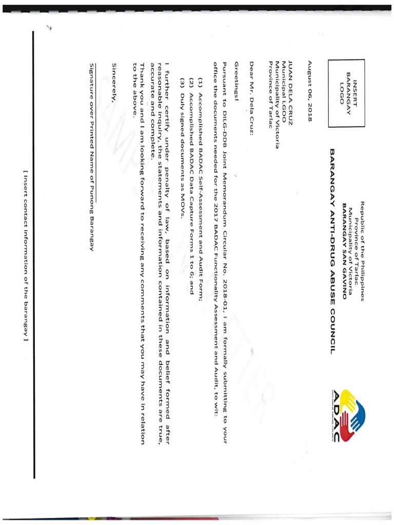 BADAC Transmittal Letter | PDF