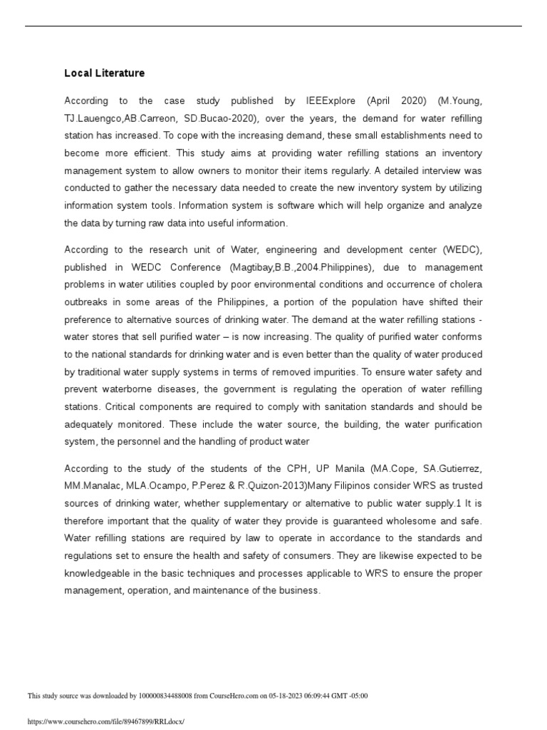 Local Literature | PDF | Drinking Water | Water