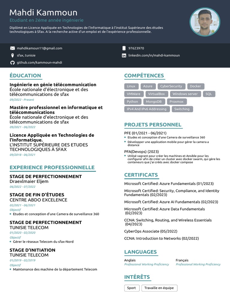 Kammoun Mahdi CV | PDF | Microsoft | Informatique