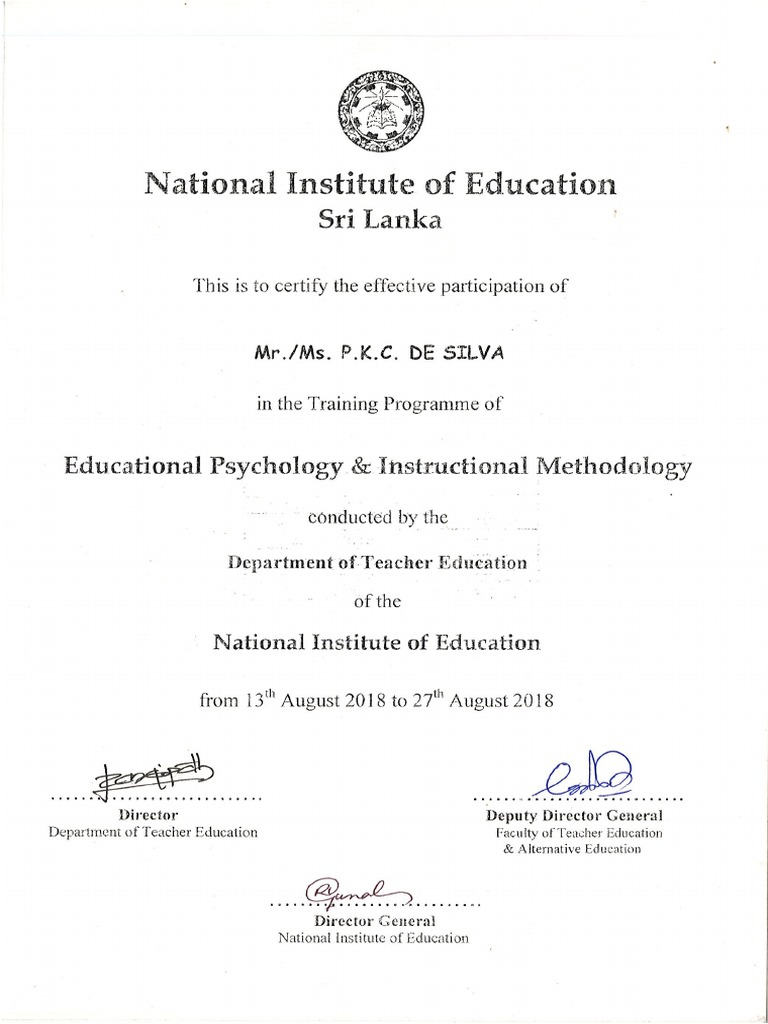 Instructor Certificate | PDF