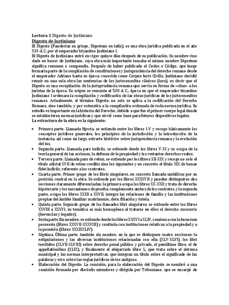 Lectura 1 Digesto de Justiniano | PDF | Justicia | Crimen y violencia