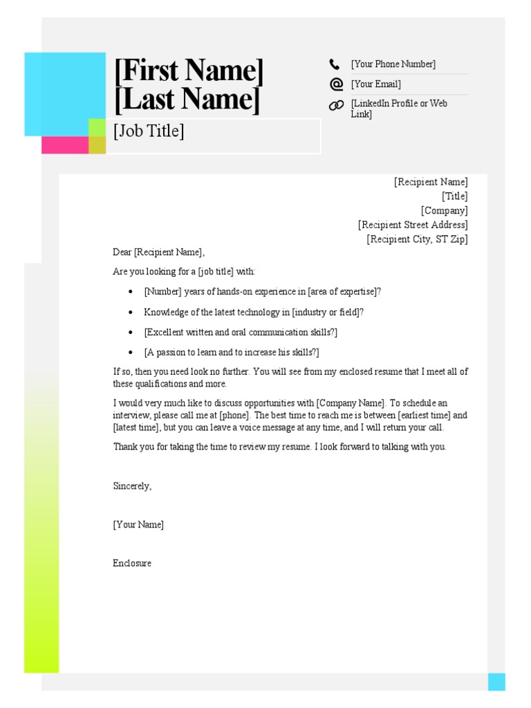 Sticky Note Cover Letter | PDF