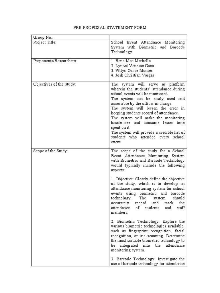 Title Proposal | PDF | Usability | Biometrics