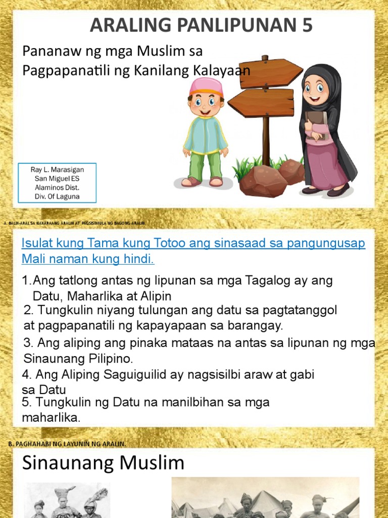 AP5 Q4 Pananaw NG Mga Muslim Sa Pagpapanatili NG Kanilang Kalayaan by ...