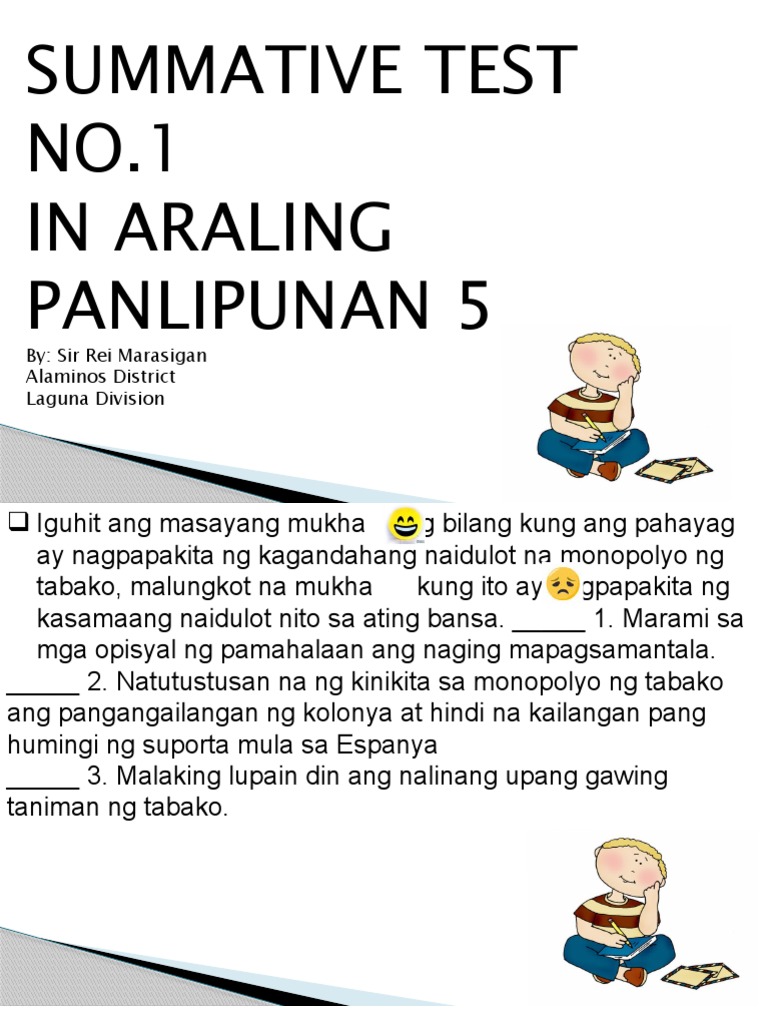 Summative Test Araling Panlipunan 5 q4 | PDF | Former Spanish Colonies ... Summative Test Araling Panlipunan 5 q4 | PDF | Former Spanish Colonies ...