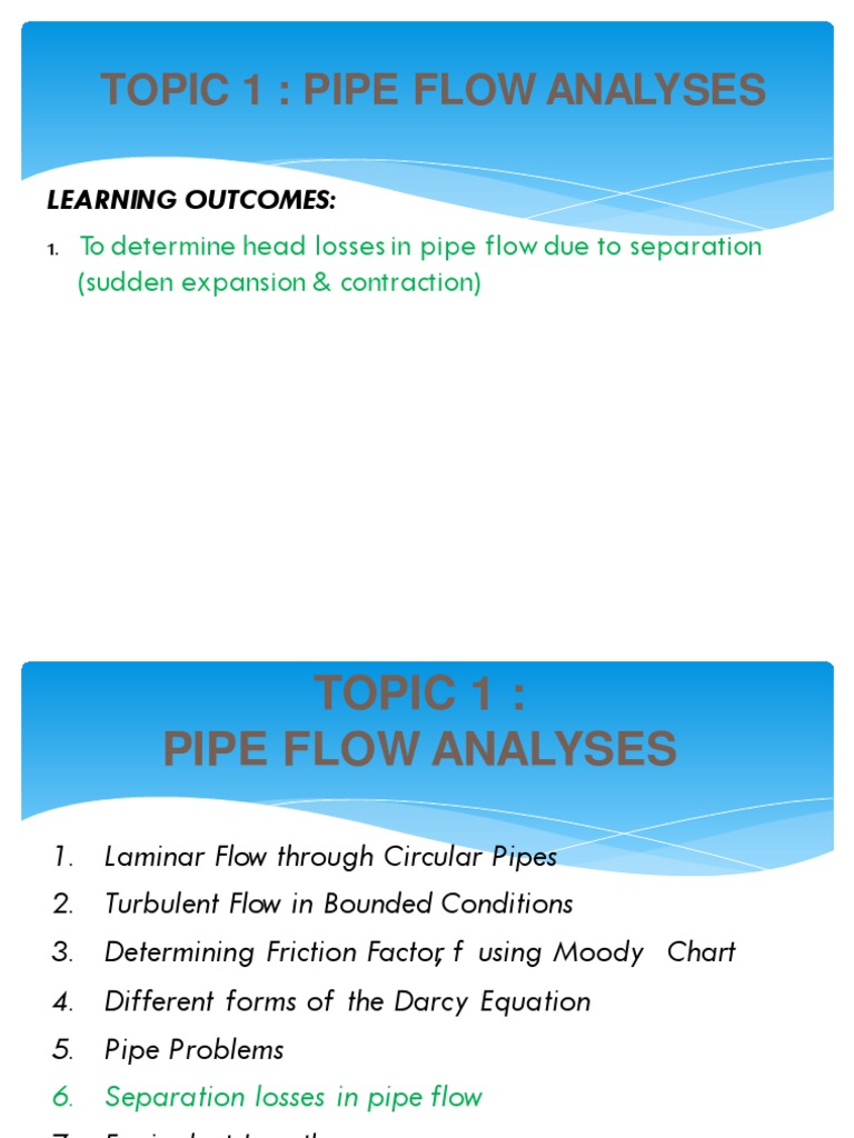 Pipe Flow Analysis: Head Loss Factors | PDF | Fluid Dynamics ...