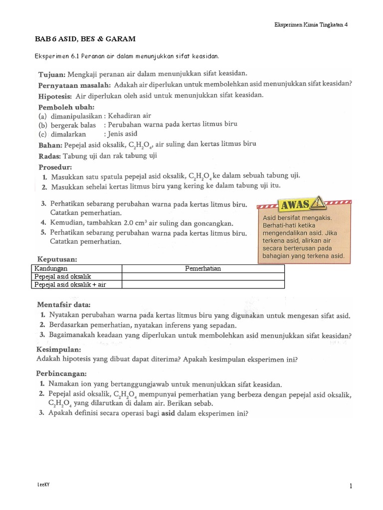 Eksp Kimia KSSM B6-B8 | PDF