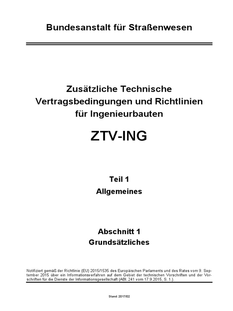 ZTV ING Teil 1 Allgemeines Baudurchfuehrung | PDF