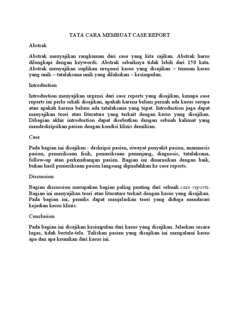Tata Cara Membuat Case Report | PDF | Kesehatan Holistik | Sains ...