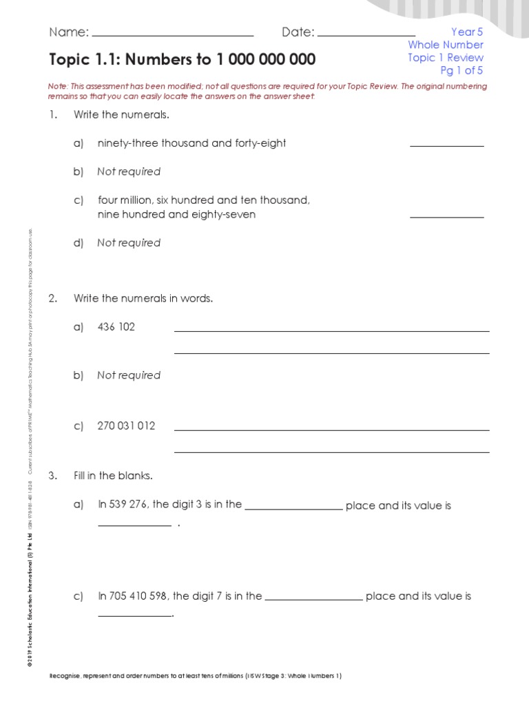 Y5T1W3D4 - 1maths - 3topic 1 Whole Number Review +HOTS | PDF | Mathematics