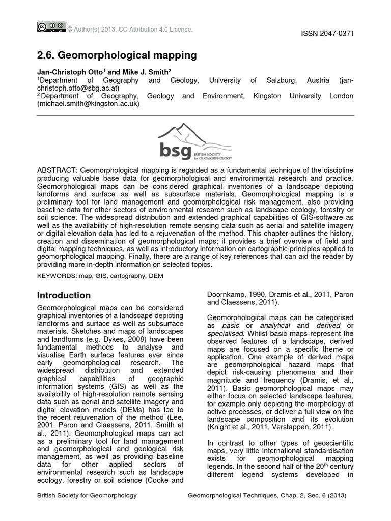 Geomorphological Mapping Guide | PDF