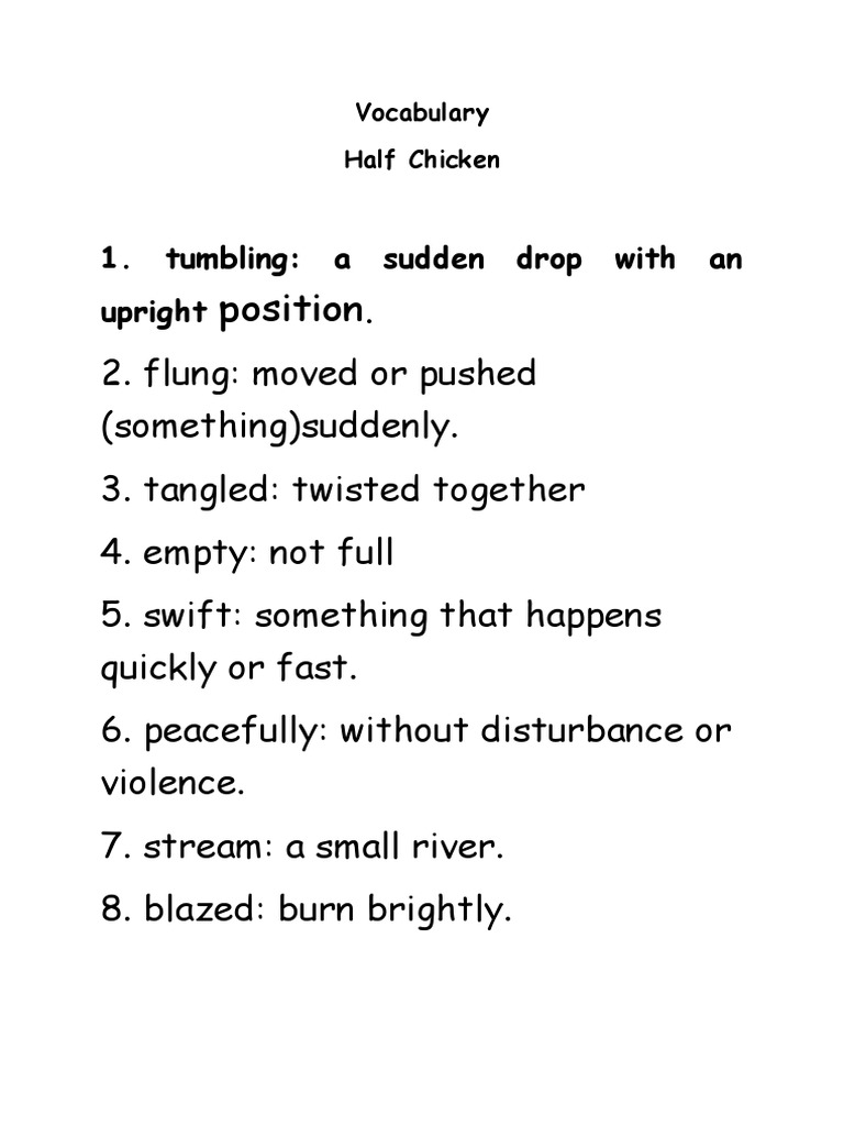 Vocabulary Half Chicken | PDF