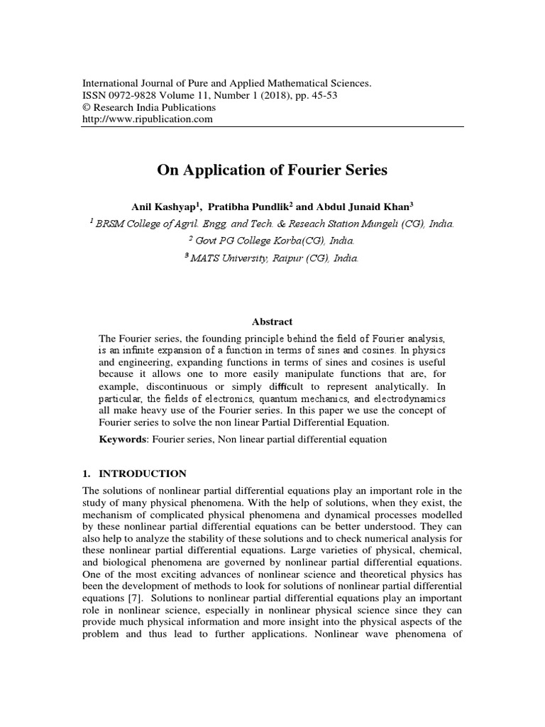 Fourier Series Application Pdf Differential Equations Partial Differential Equation