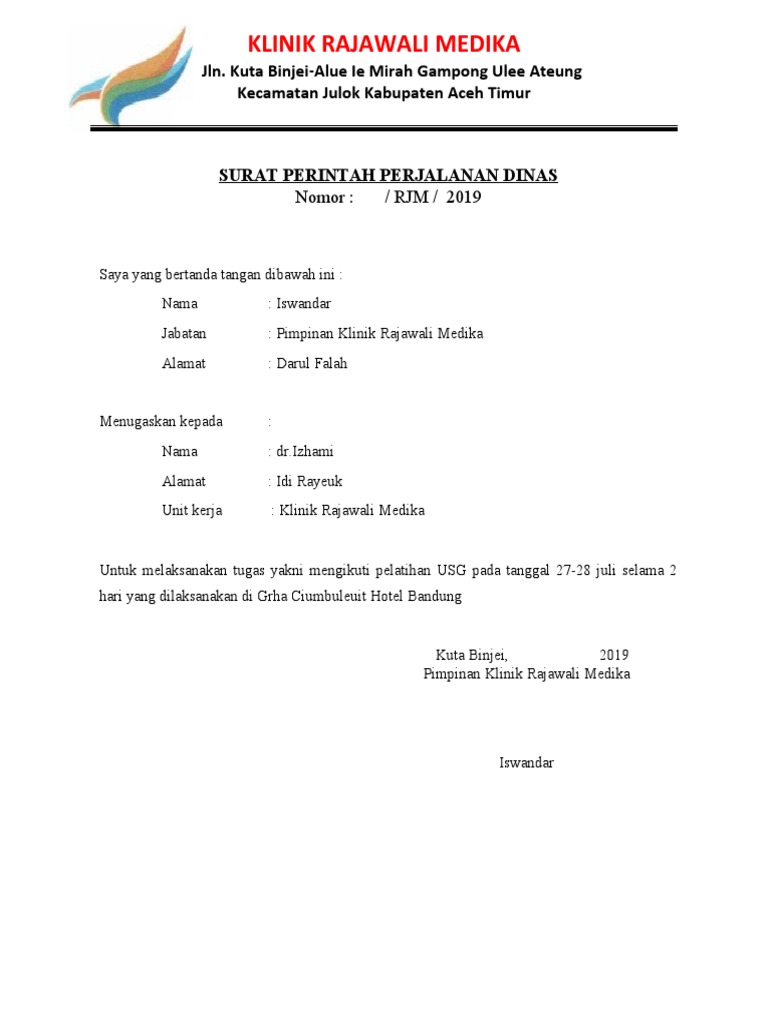 surat perjalanan dinas | PDF