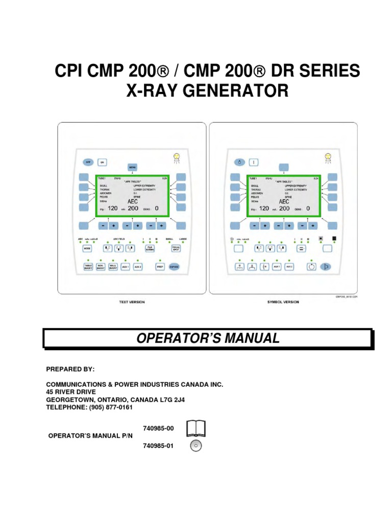 Cpi CMP 200 X-Ray Generator | PDF | Electromagnetic Compatibility ...