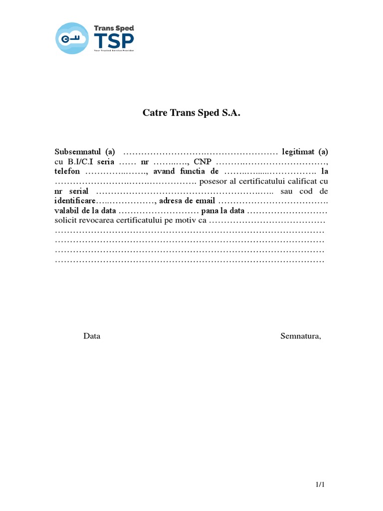 Cerere Revocare Titular | PDF