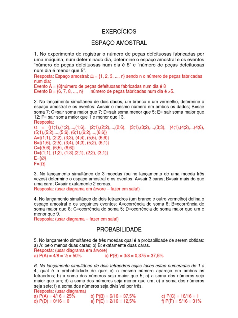 Exercicios De Probabilidade