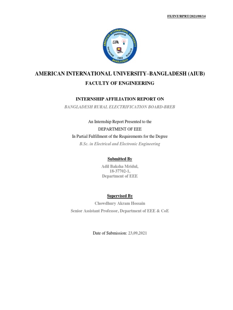 Internship Report on BREB Operations | PDF | Transformer | Electrical ...