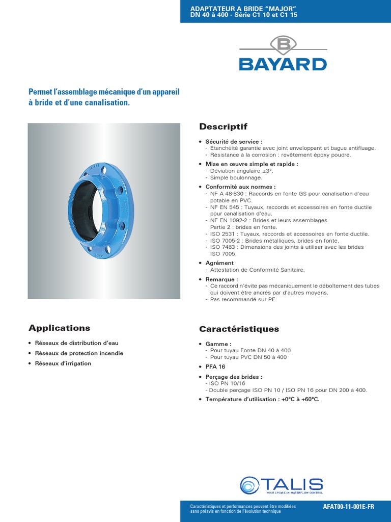 Adaptateur à bride Major DN 40 à 400 | PDF | Tuyau | Matériaux