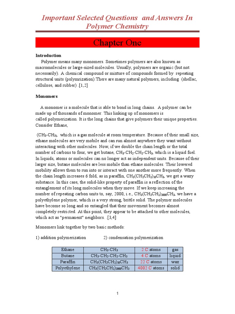 Key Polymer Chemistry Questions & Answers | PDF | Polymers | Polymerization