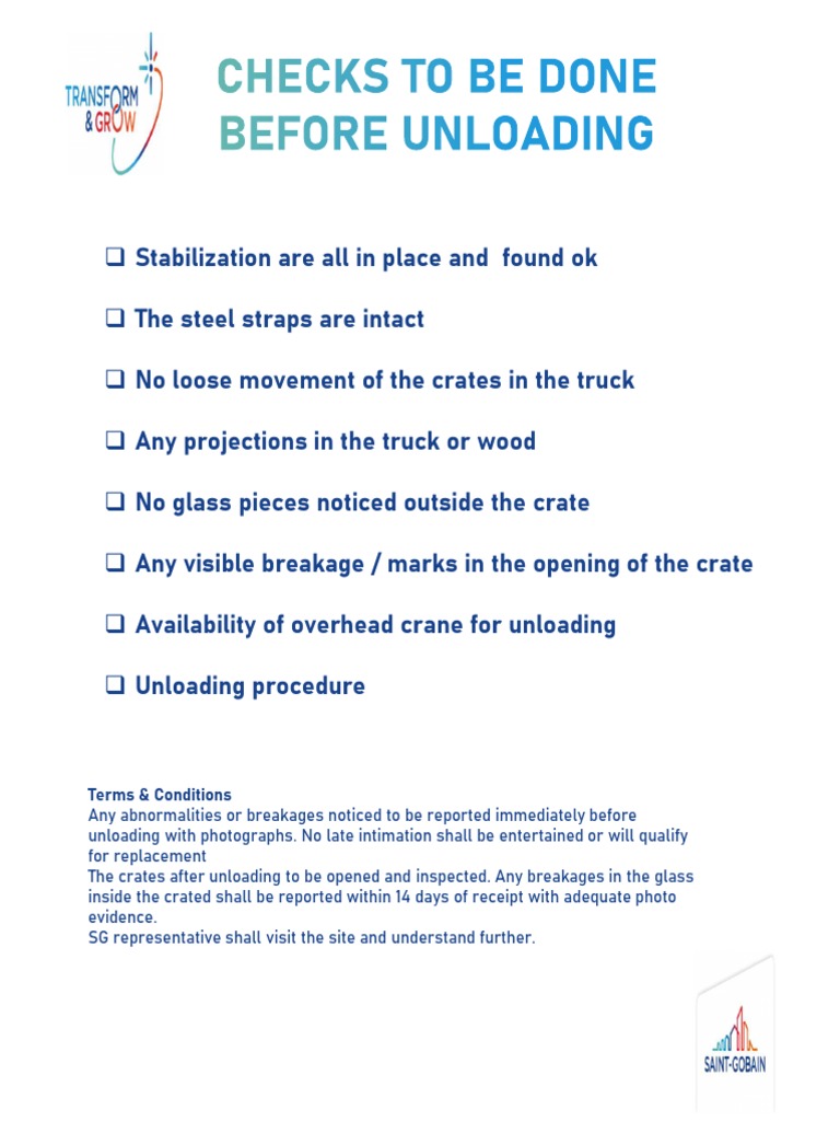 Checklist For Crate Unloading and Claim T&C | PDF