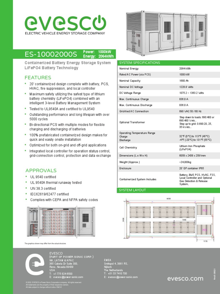 ES 10002000S 1MW 2hr Battery Energy Storage System | PDF | Electrical ...