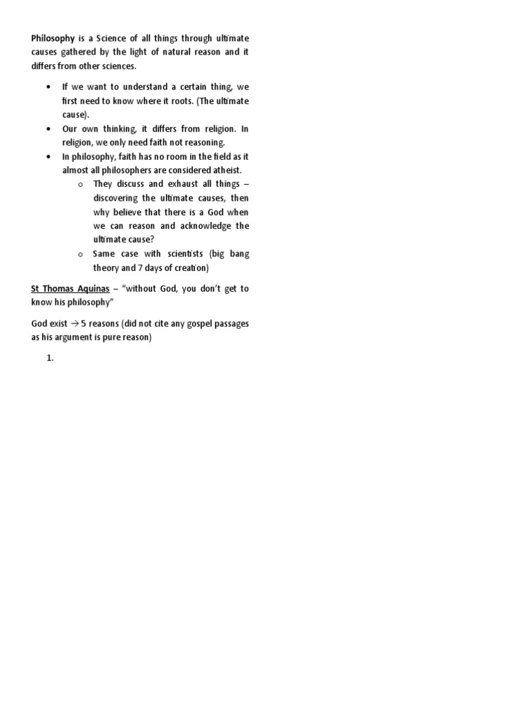 Philosophy Is A Science of All Things Through Ultimate Causes Gathered ...