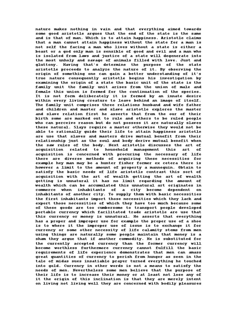 Aristotle on State, Family, and Virtue | PDF | Aristotle | Money