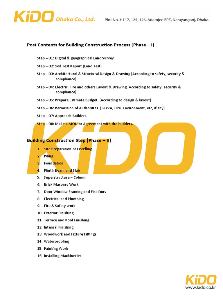 Building Construction Process | PDF