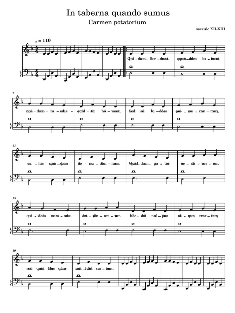 In Taberna Quando Sumus Overview | PDF | Compositions