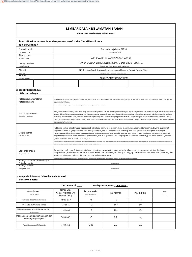 Msds e7018 完整版.zh-cn.id | PDF