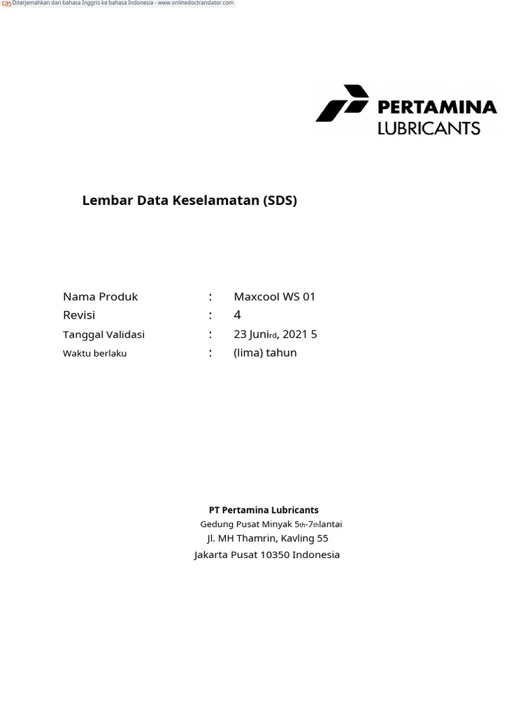 (English) SDS Maxcool WS 01 Upd 23 Jun 21.en - Id | PDF