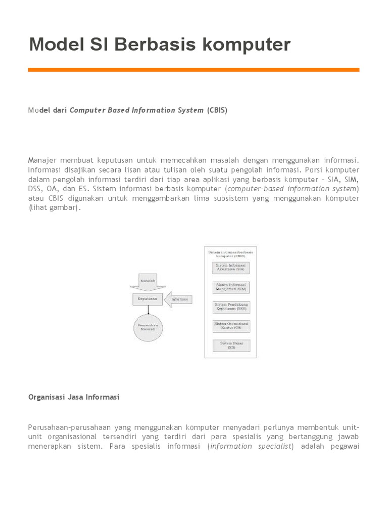 Model Sistem Informasi Berbasis Komputer | PDF | Komputer