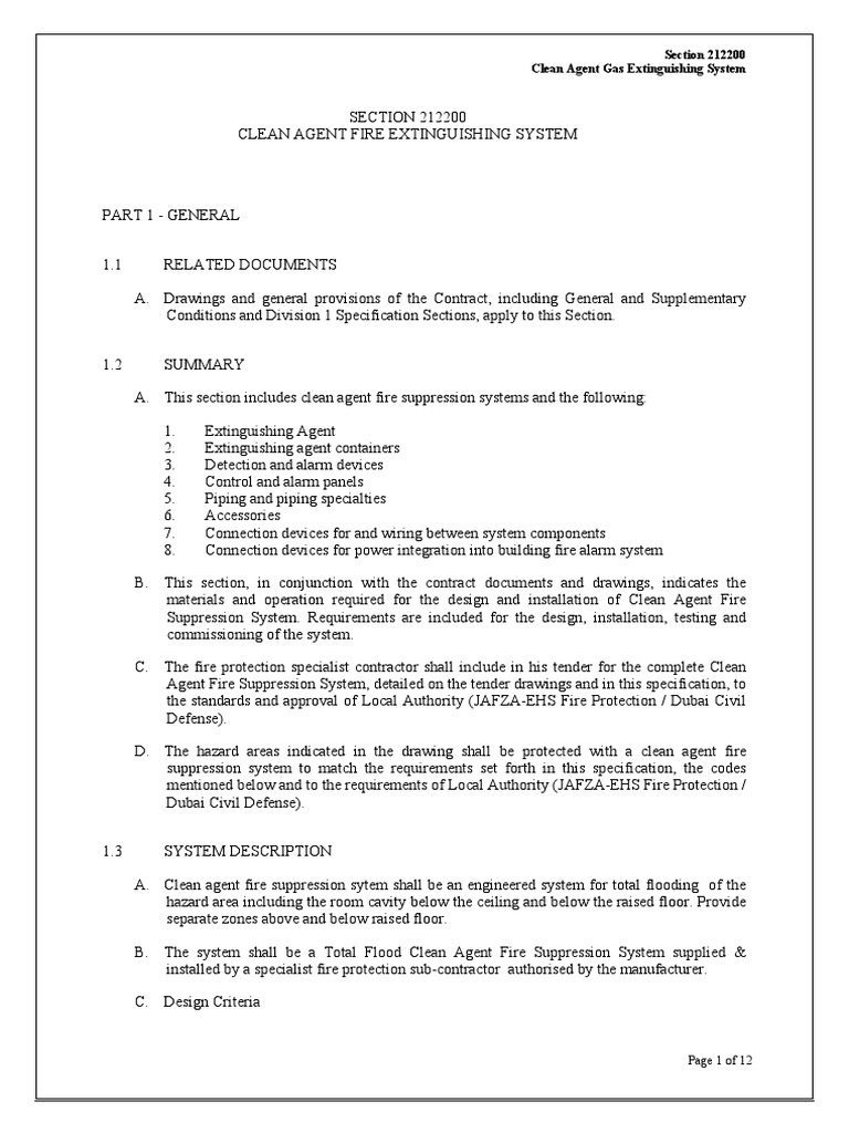 Clean Agent Gas Extinguishing System | PDF