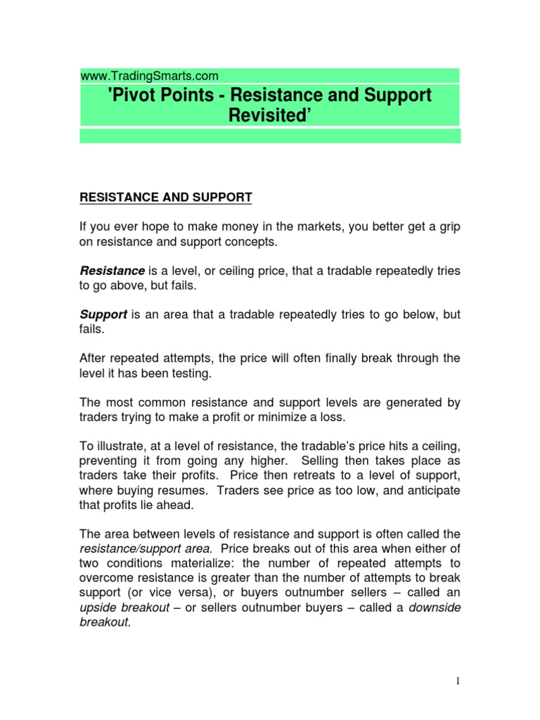 Peter R. Bain Pivot Points - Resistance and Support Re-Visited | PDF ...