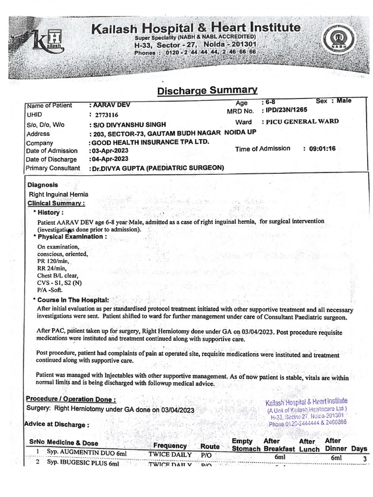 Discharge Summary | PDF