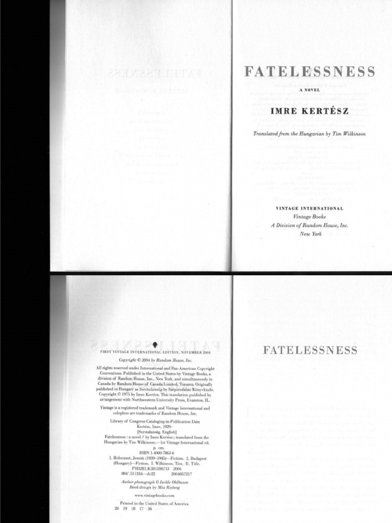 Imre Kertész - Fatelessness-Compressed | PDF
