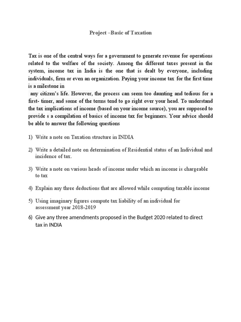 Tax Project | PDF | Taxes | Income Tax