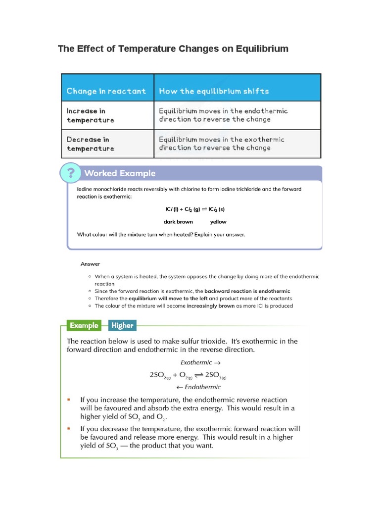 The Effect of Temperature Changes On Equilibrium | PDF