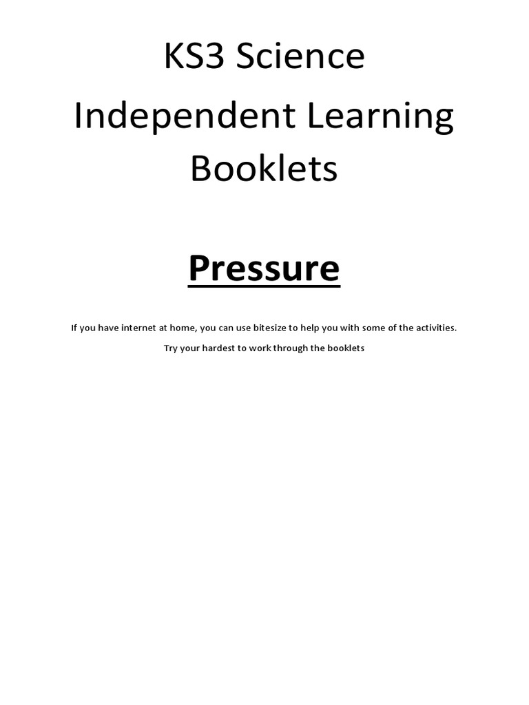 KS3 Year 8 Science Independent Learning Booklets Pressure | PDF | Home ...